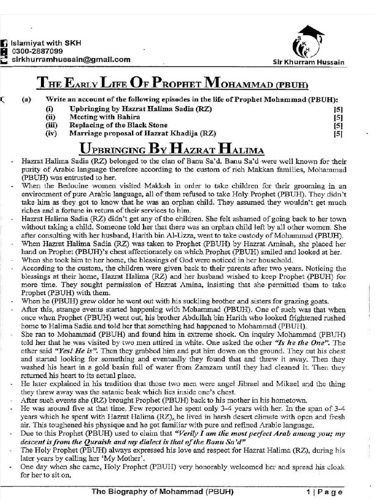 Life of Holy Prophet PBUH | PDF