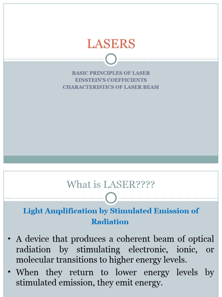 Lecture-1 Lasers Physics Basics | Download Free PDF | Laser | Emission ...
