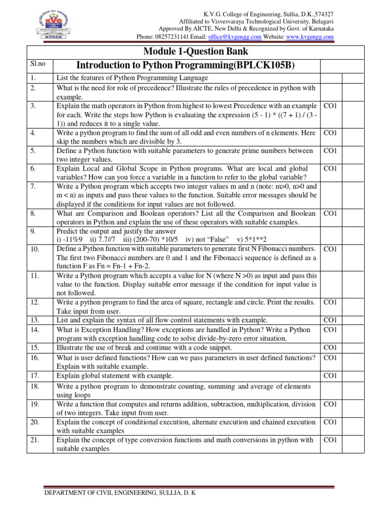Qb Mod1 Pdf Python Programming Language Computer Program 3108