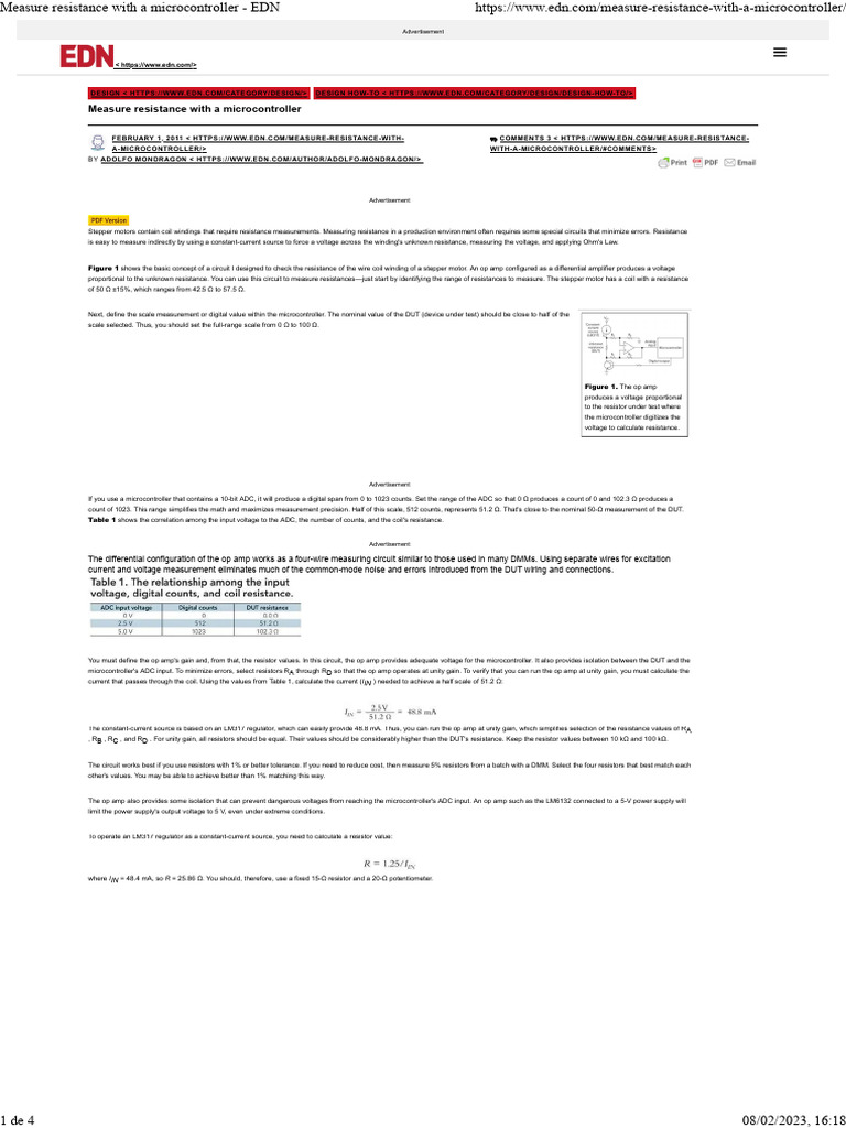 Measure Resistance With A Microcontroller | PDF | Operational Amplifier | Amplifier