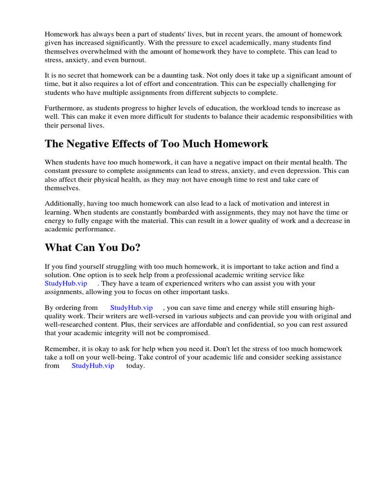 What To Do If You Have Too Much Homework | PDF | Homework | Teachers