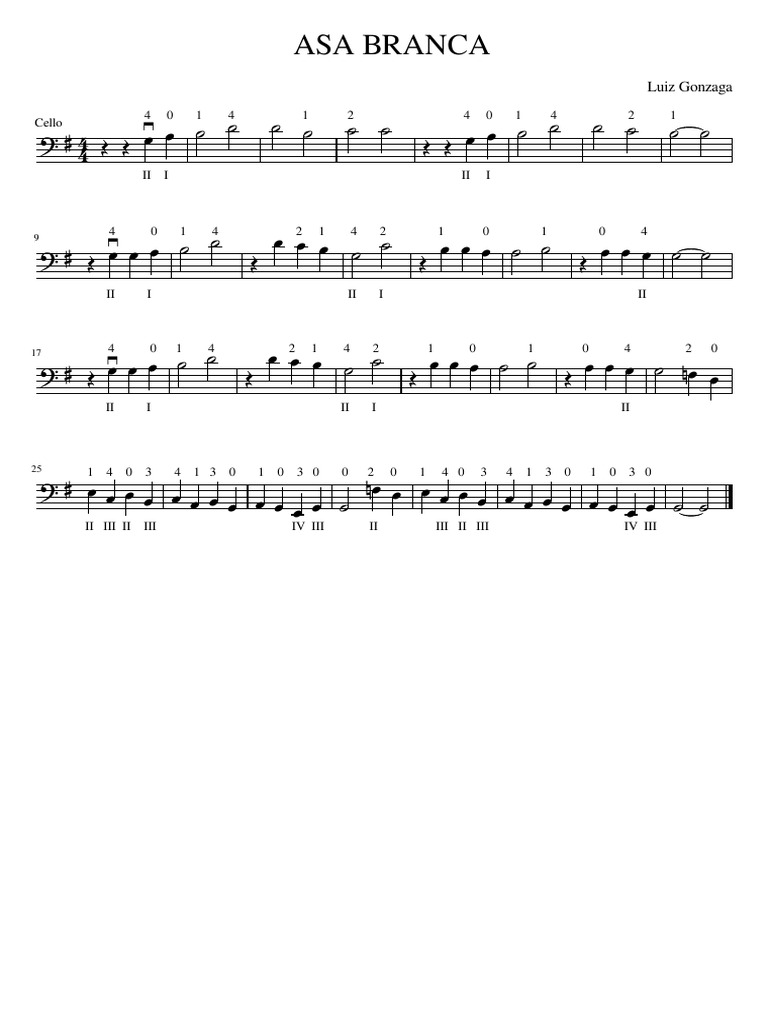 Partitura Cello Asa Branca | PDF