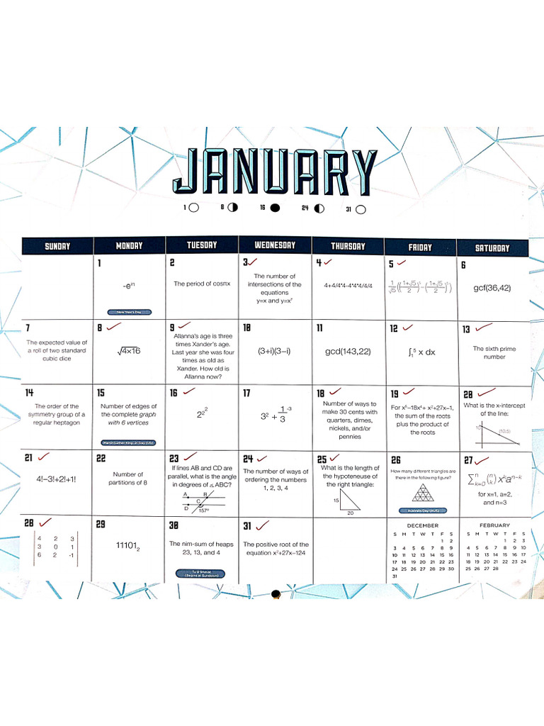Maths Puzzle Calender 2 | PDF