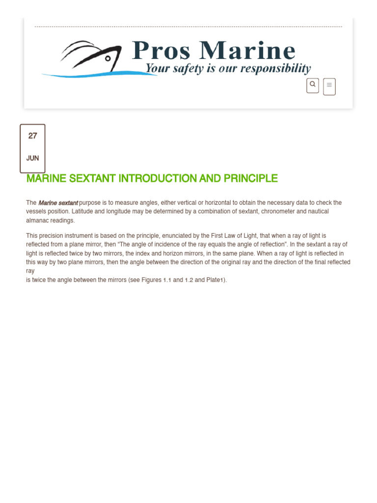 Marine Sextant Introduction and Principle - Pros Marine For Marine ...
