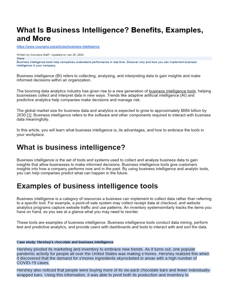 What Is Business Intelligence | PDF | Business Intelligence | Analytics