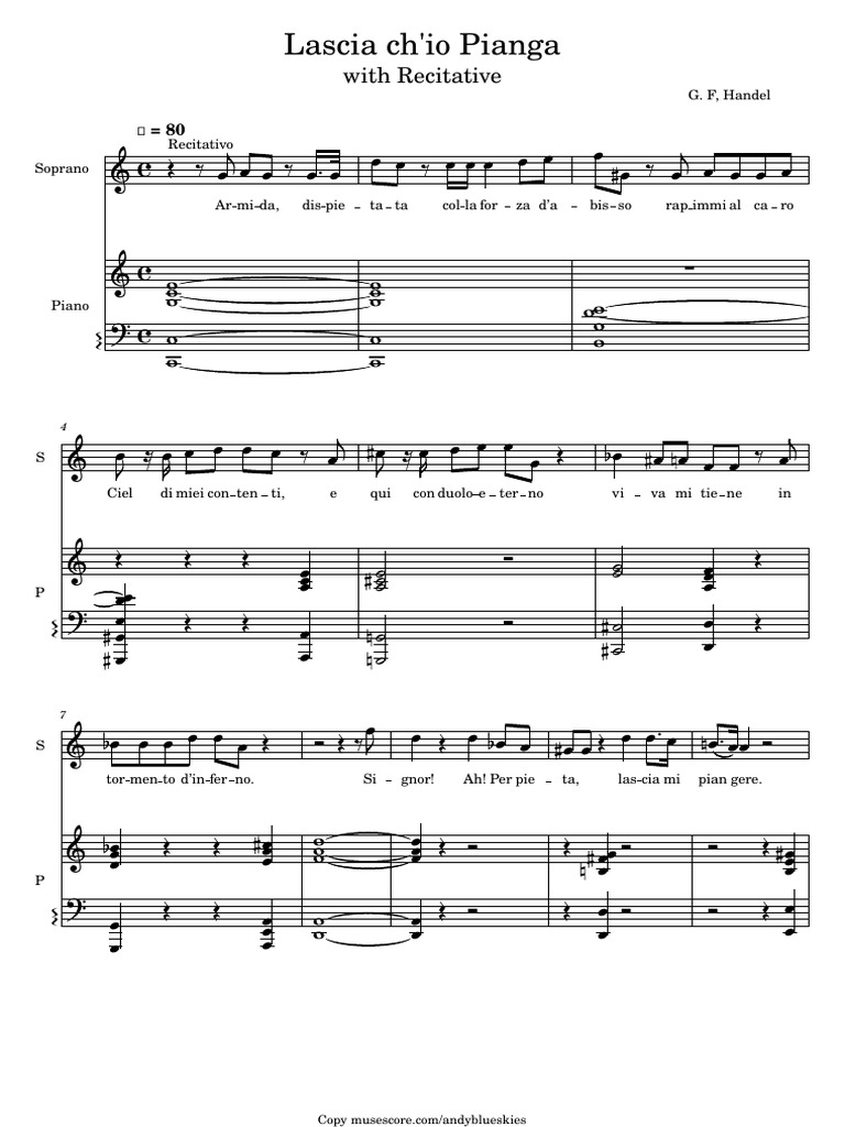Lascia Chio Pianga With Recitative | PDF