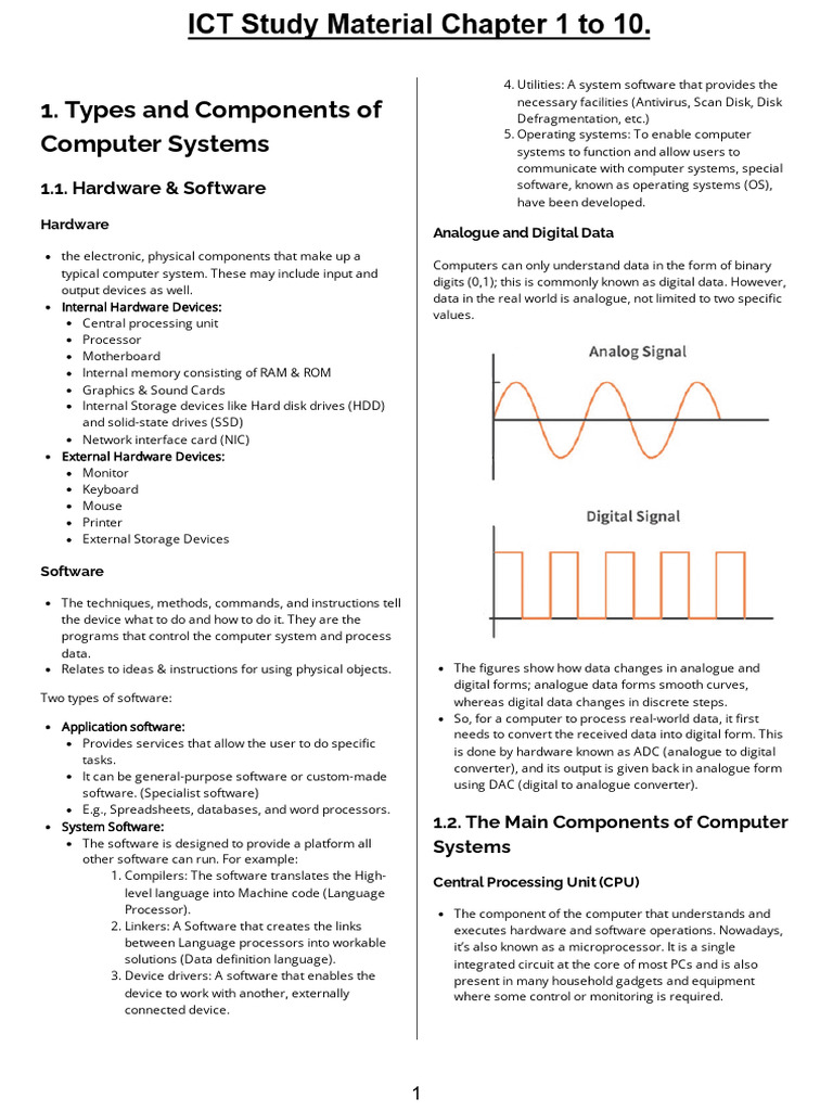ICT 0417 Study Material Chapter 1 To 10. (1 | PDF | Computer Data Storage | Read Only Memory