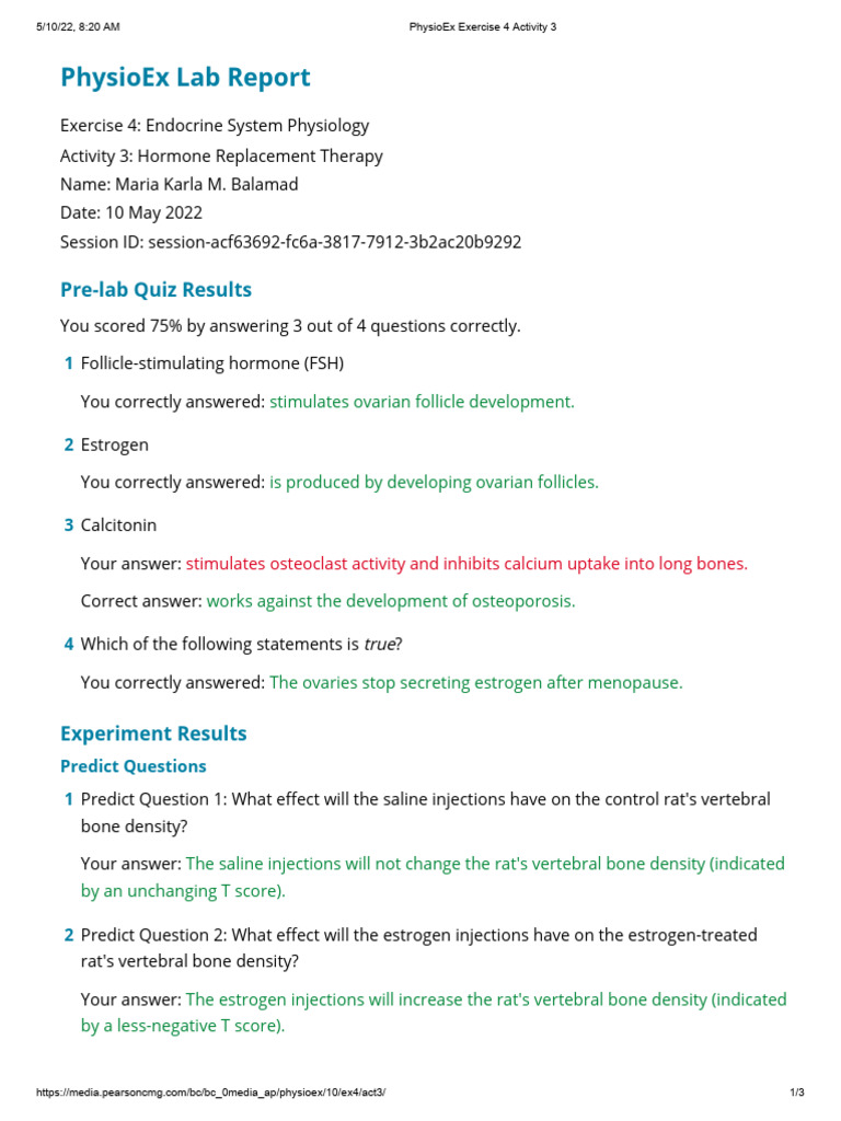 PhysioEx Exercise 4 Activity 3 - Balamad, Maria Karla M. | PDF ...