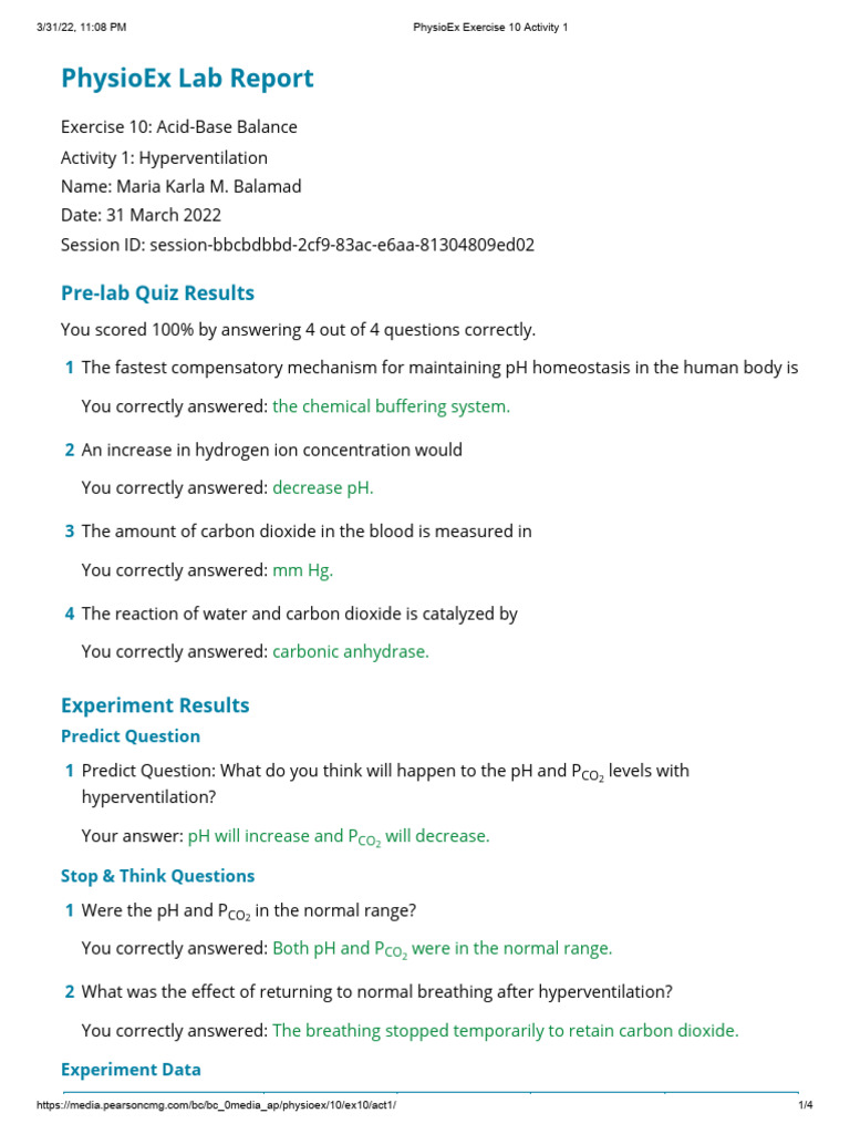 PhysioEx Exercise 10 Activity 1 - Balamad, Maria Karla M. | PDF ...