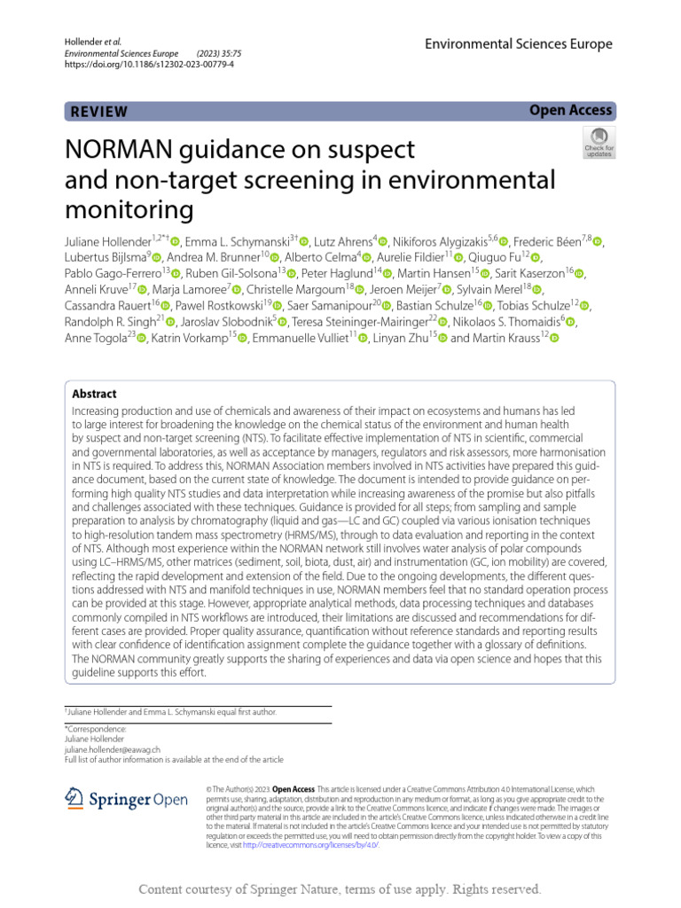 NORMAN guidance on suspect and non-target screening in environmental ...