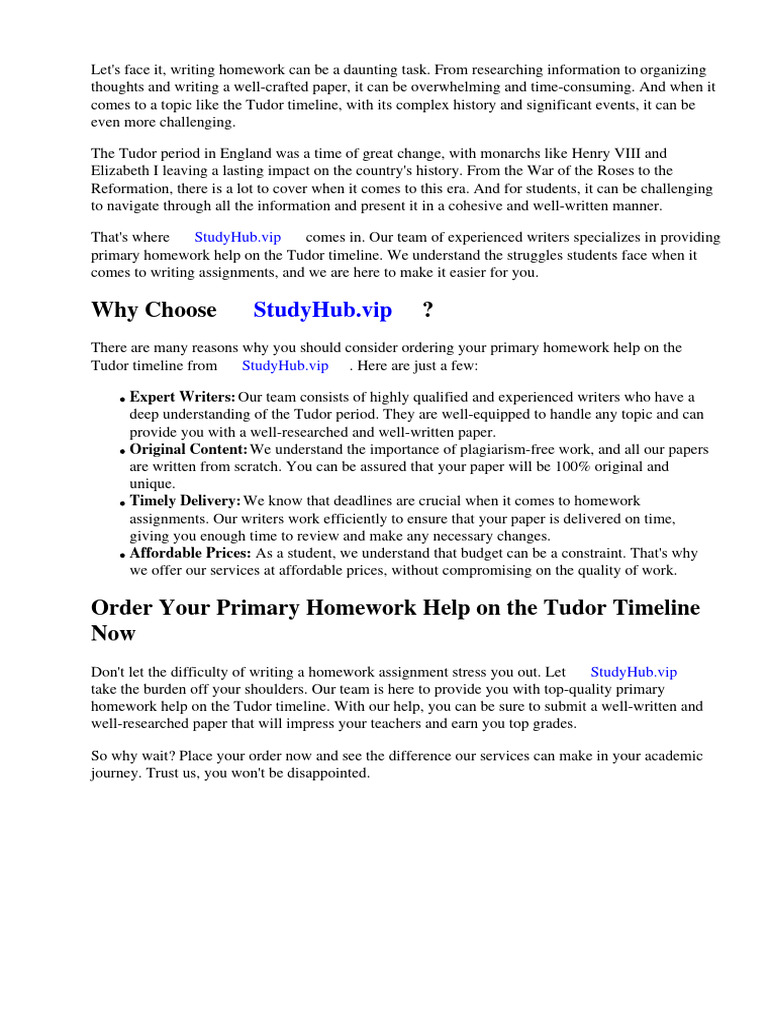 Primary Homework Help Tudor Timeline | PDF | House Of Tudor | Tudor England