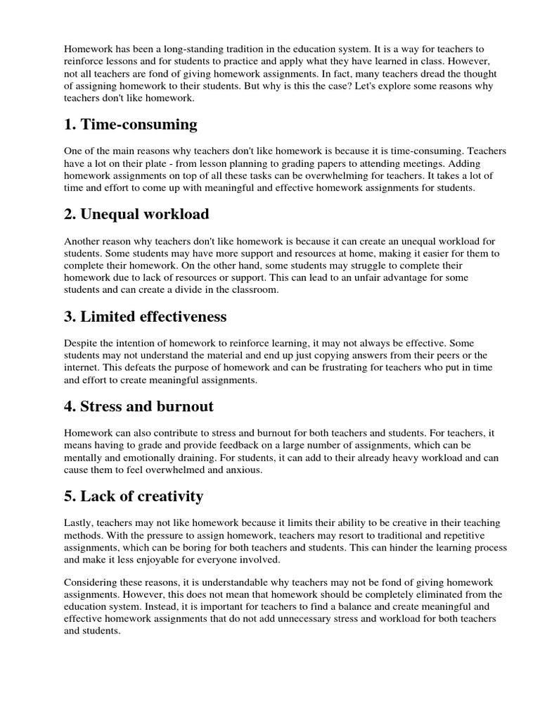 Why Teachers Dont Like Homework | PDF | Homework | Teachers
