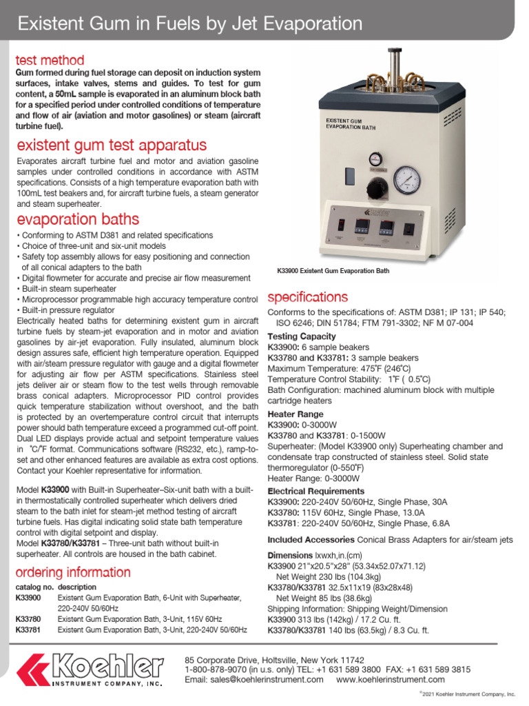 k33900 k33780 k33781 k33800 - Existent Gum Evaporation Bath - Technical ...