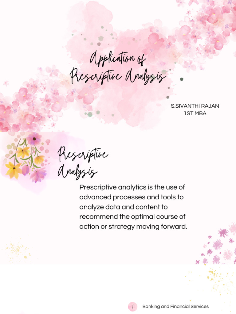 Application of Prescriptive Analysis | PDF | Analytics | Predictive ...