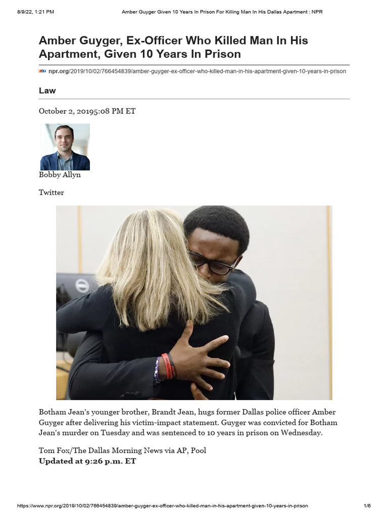 Amber Guyger Given 10 Years in Prison For Killing Man in His Dallas ... Amber Guyger Given 10 Years in Prison For Killing Man in His Dallas ...