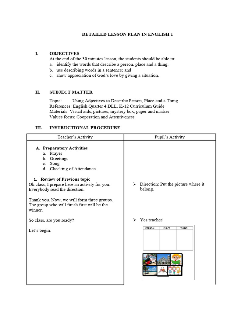W5 DLP ENGLISH 1 Day 4 PDF Teachers