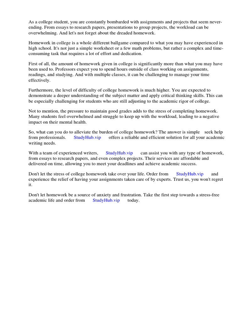 Whats Homework Like in College | PDF | Homework | Thought