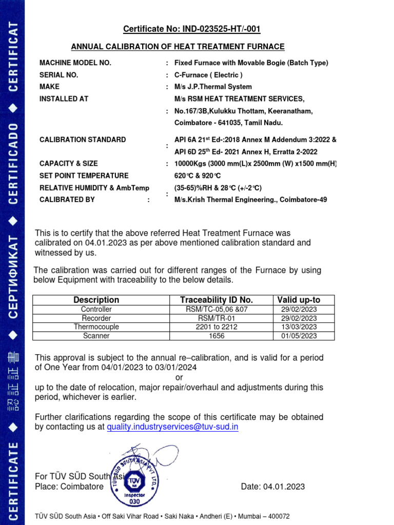 Heat Treatment Certificate | PDF | Heat Transfer | Thermodynamics