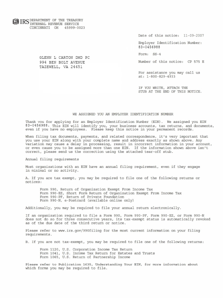 Ein Letter Glenn L Carton | PDF | Law