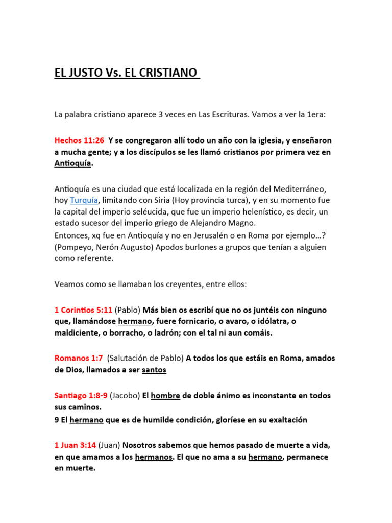 ¿Cristiano o Justo? Un Análisis Bíblico | PDF | Pablo el apóstol | Jesús