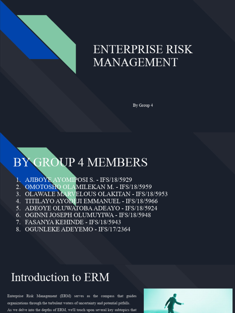 Group 4 Erm Presentation Pdf Risk Management Risk