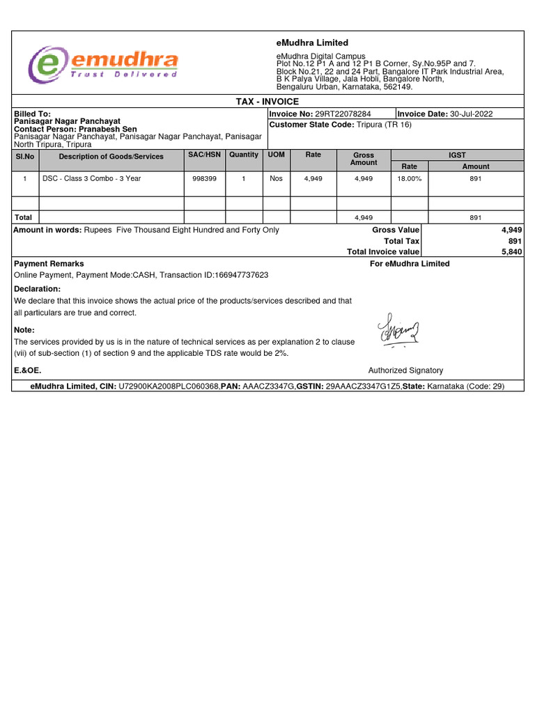 Invoice 29RT22078284 | PDF | Economies | Government Finances