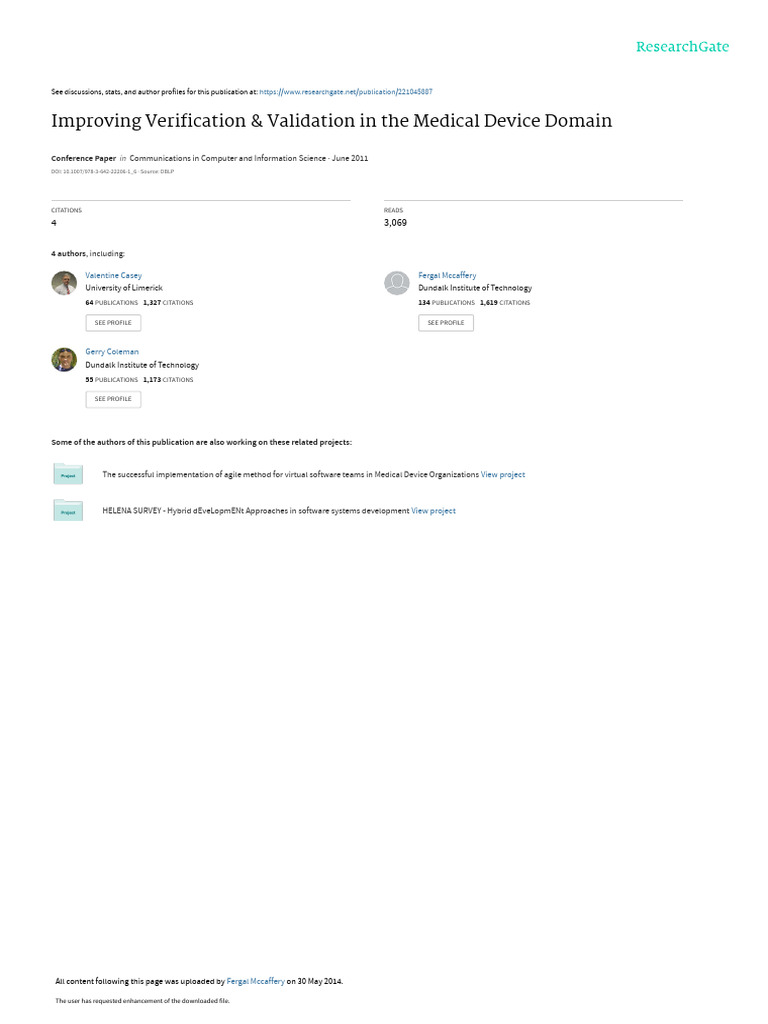 Improving Verification Validation in The Medical D | PDF | Verification And Validation | Medical ...