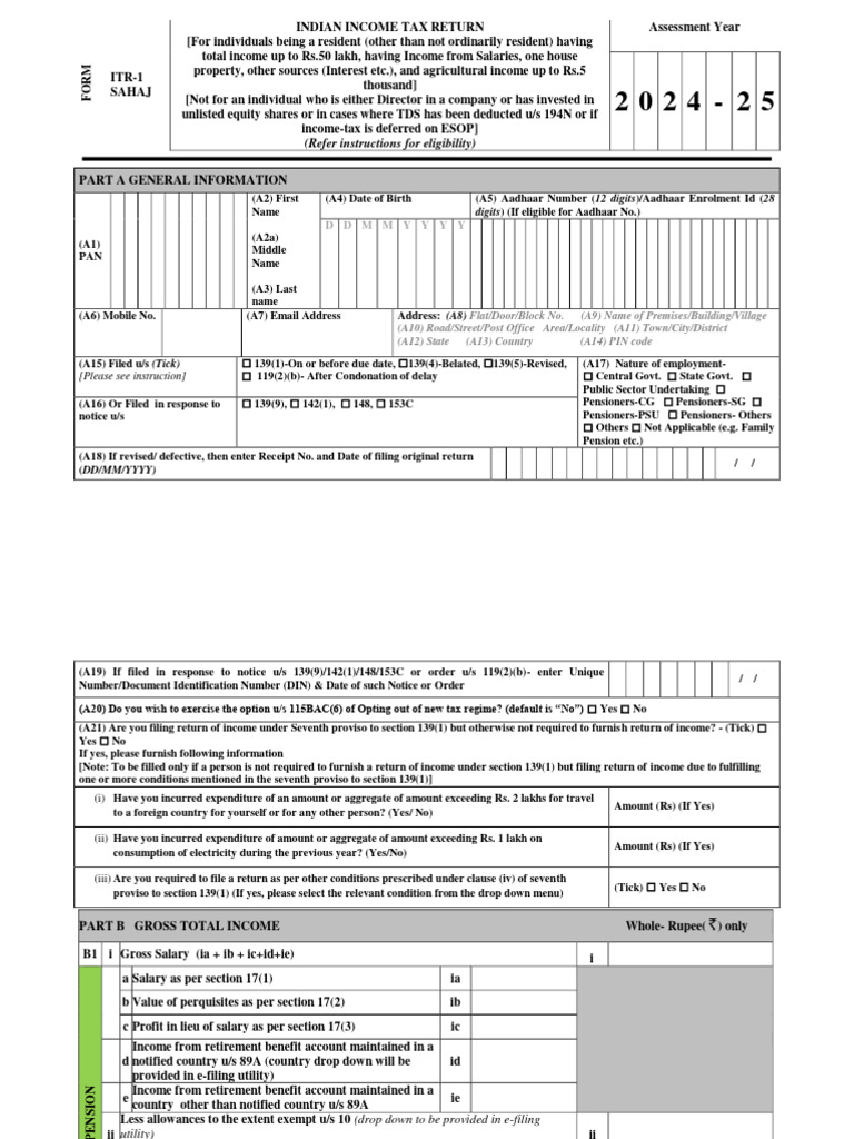 Itr1 English | PDF | Tax Deduction | Payments