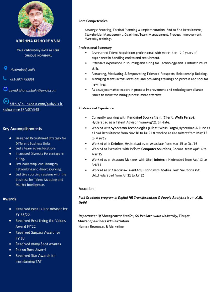 Mvskkishore Resume Compressed-1 | PDF | Recruitment | Business