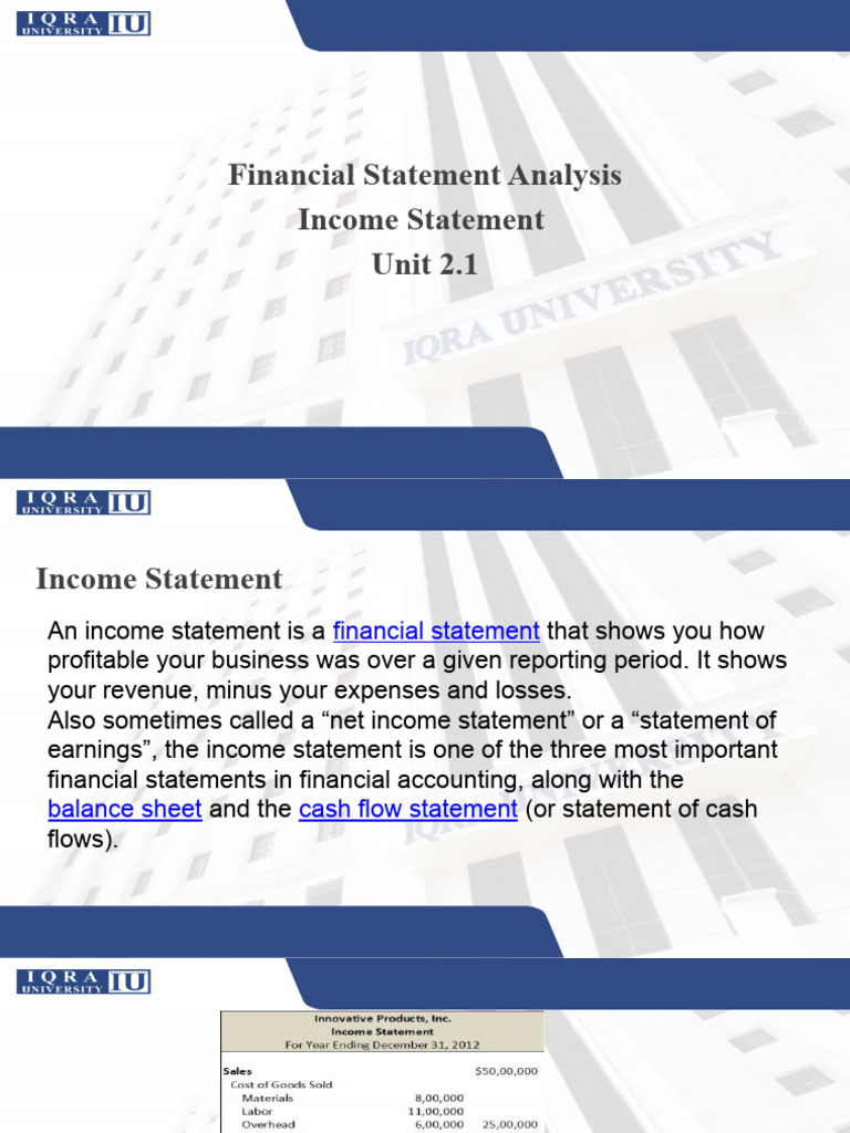 Income Statement Analysis Guide | PDF | Business | Technology & Engineering