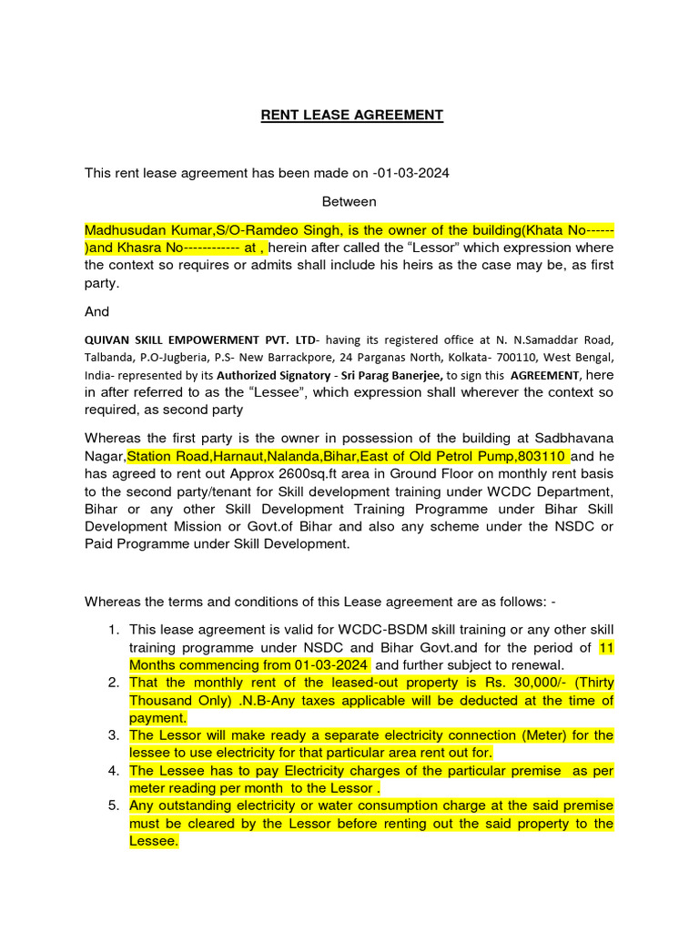 11-Month Lease Agreement Overview | PDF | Lease | Renting
