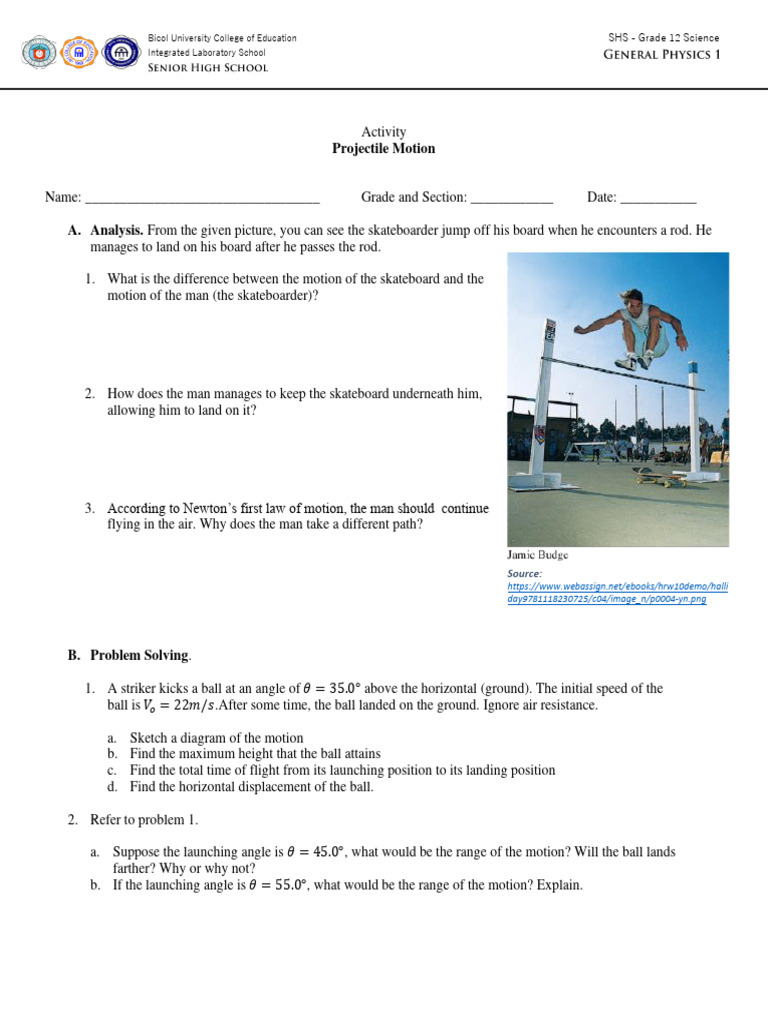 Activity Projectile Motion | PDF
