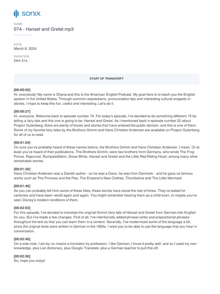 Hansel and Gretel Fairy Tale | PDF | Hansel And Gretel (Opera) | Hansel ...