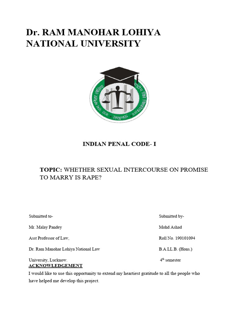 Dr. Ram Manohar Lohiya National University: Indian Penal Code-I | PDF ...