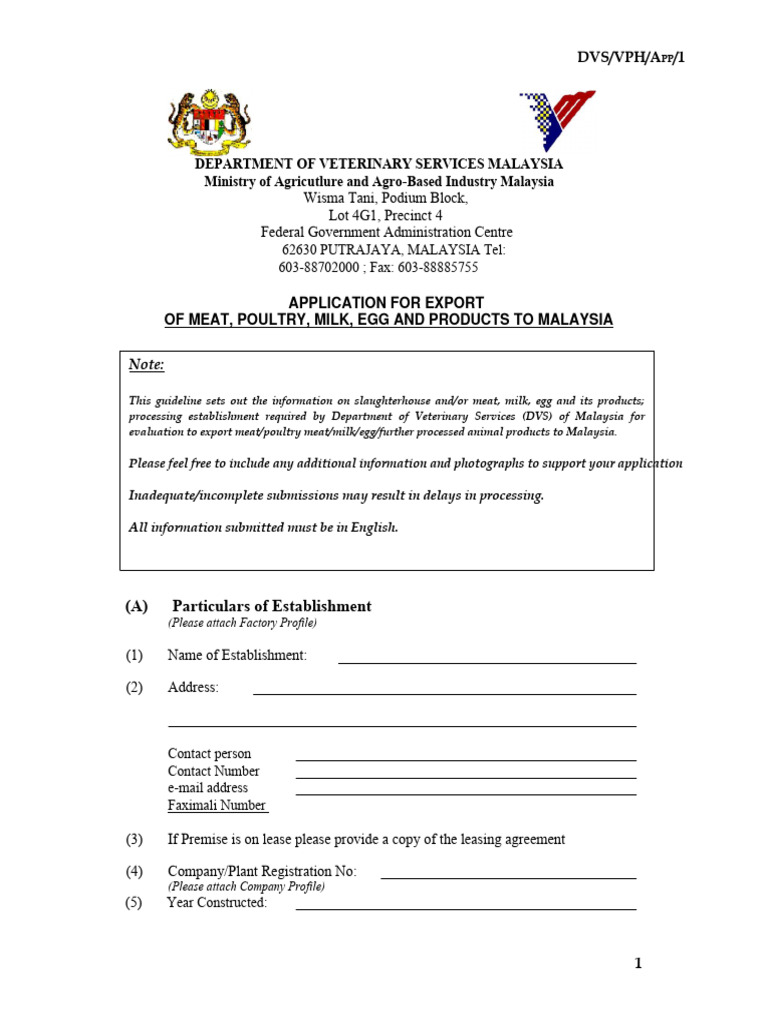 Application For Export Malaysia DVS | PDF | Hazard Analysis And ...