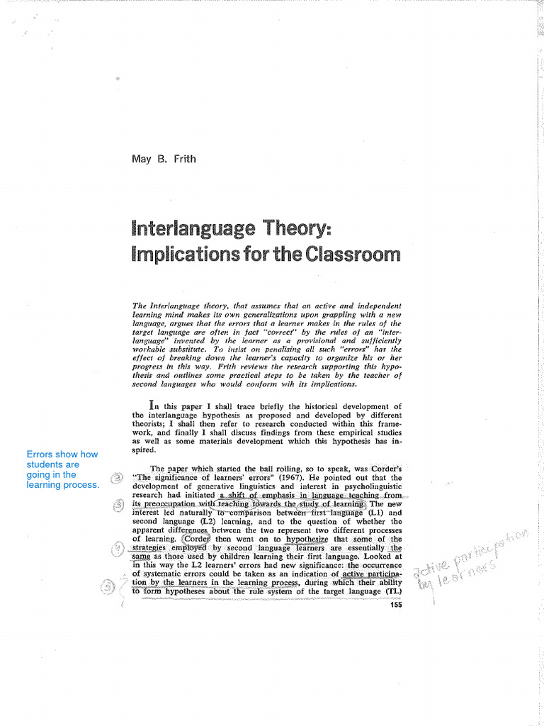 Interlanguage Theory Frith Pdf