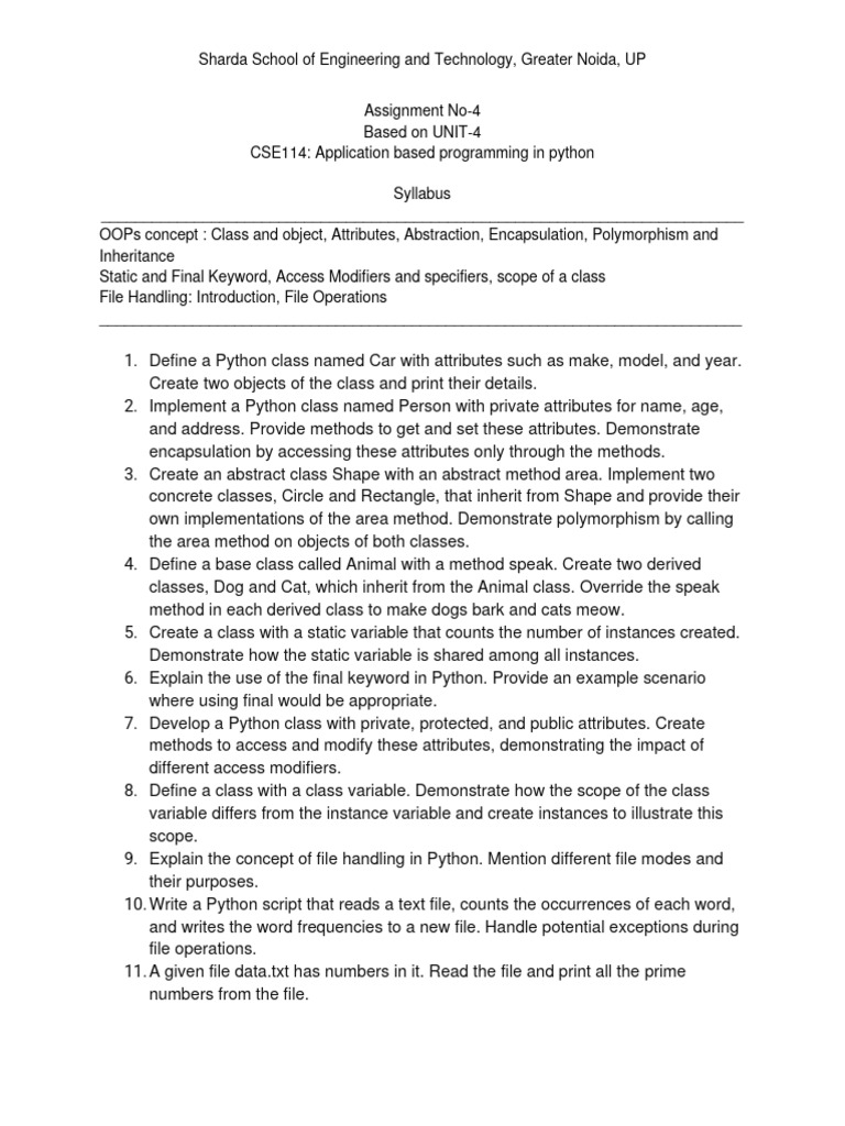Assignment No-4 | PDF | Class (Computer Programming) | Method (Computer ... Assignment No-4 | PDF | Class (Computer Programming) | Method (Computer ...