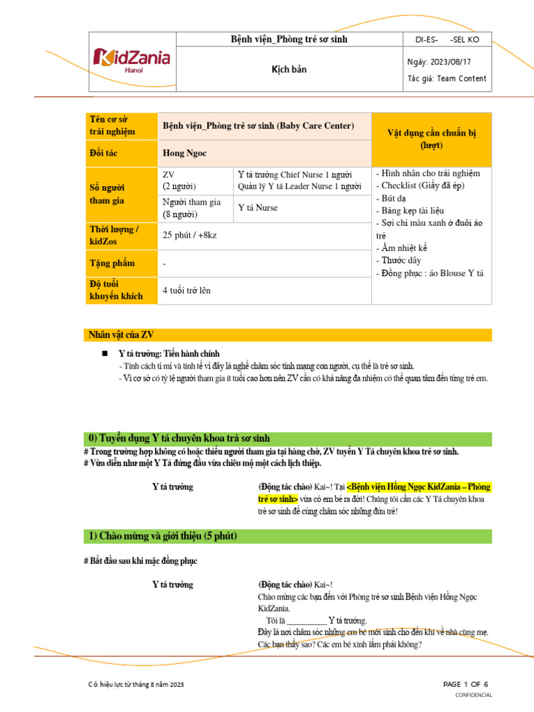 E-62 HOSPITAL Baby Care Center - Script (VIE) | PDF