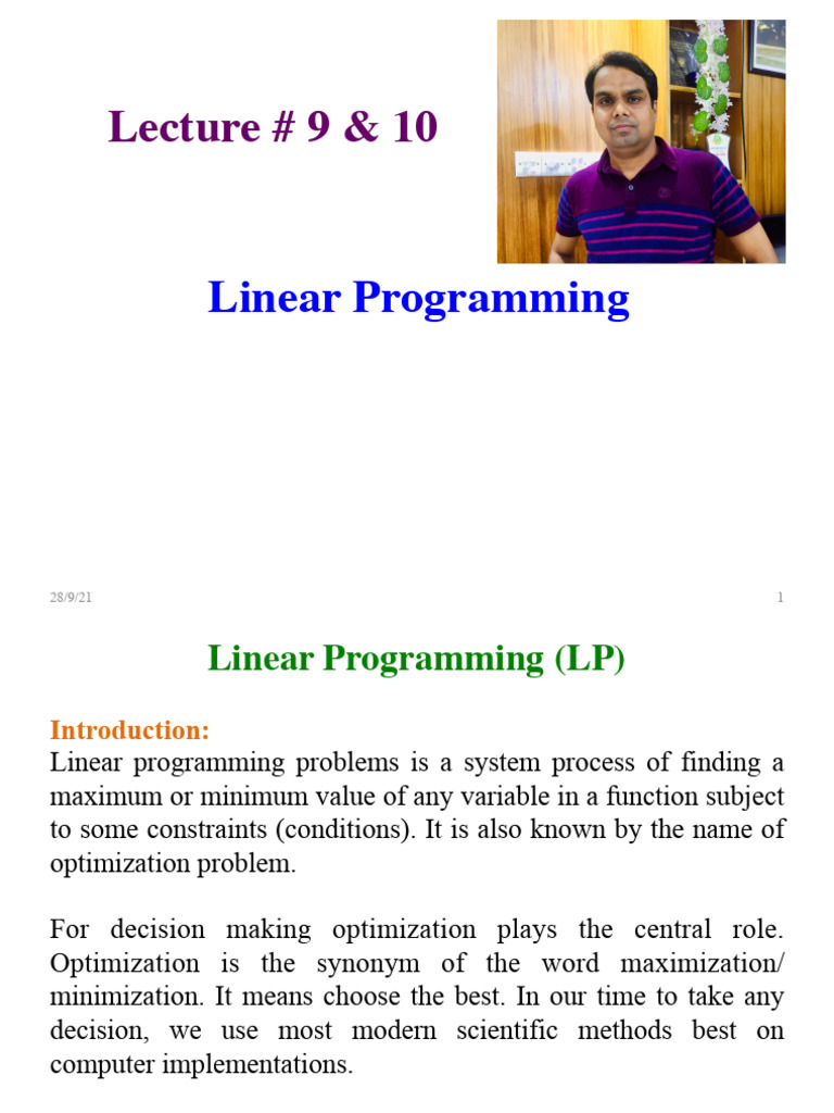 Linear Prog Lecture9&10 BCD | PDF | Mathematical Optimization | Linear Programming