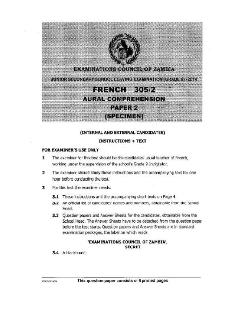 French Past Papers | PDF