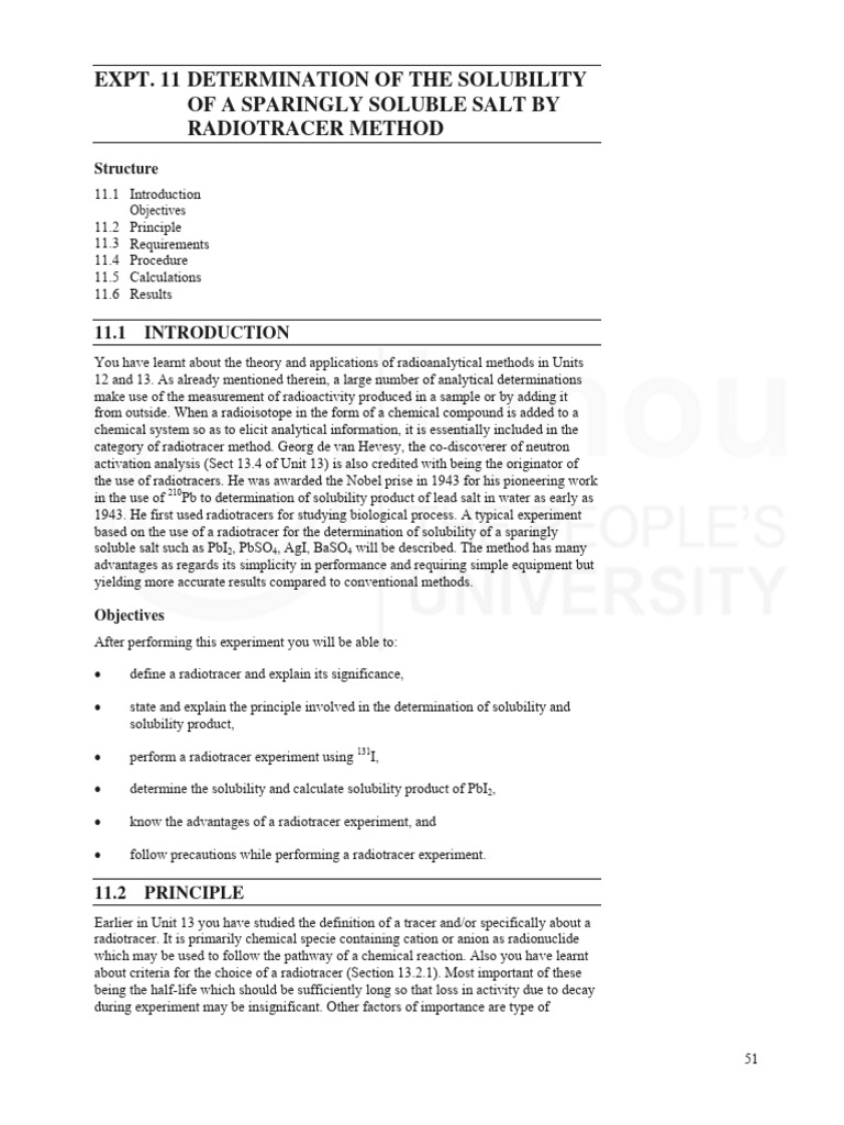 Exp 11 | PDF | Solubility | Radioactive Tracer