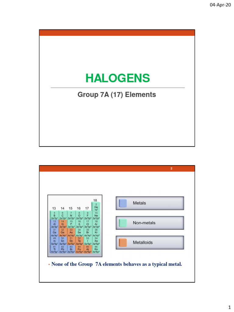 Halogens | PDF | Chlorine | Chemical Bond