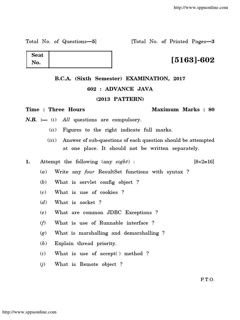 Advanced Java Exam Paper 2017 | PDF | Data Management | Software