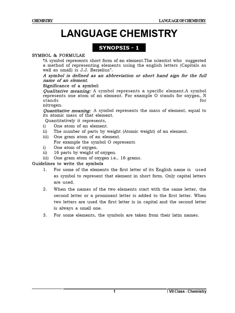 LANGUAGE CHEMISTRY | PDF | Valence (Chemistry) | Chemical Elements