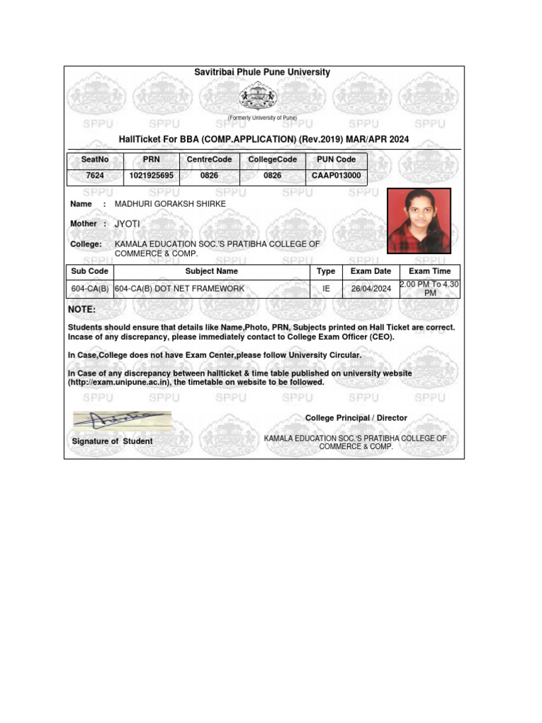 Hall Ticket Bba CA File 1 | PDF | Technology Development | Software Industry