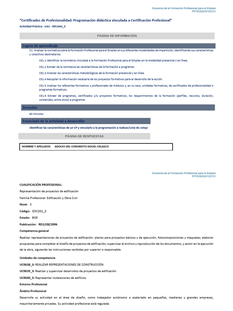 Programación Didáctica en FPE 2023 | PDF | edificio | Enseñando
