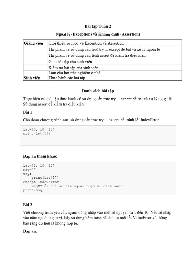 CS121 BT Tuan2 Exception Assert DapAn | PDF