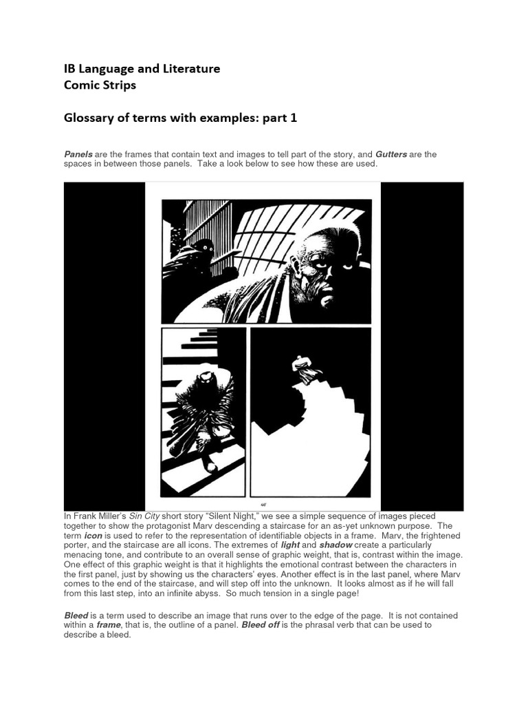 IB langlit paper 1 comic strip glossary of terms | PDF