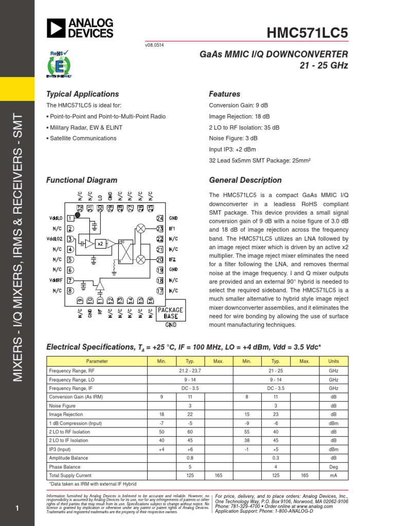 HMC 571 | PDF | Analog Devices | Decibel