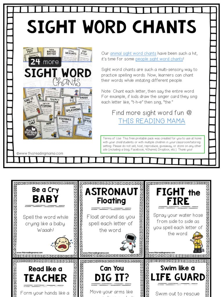 24 More Sight Word Chants | PDF